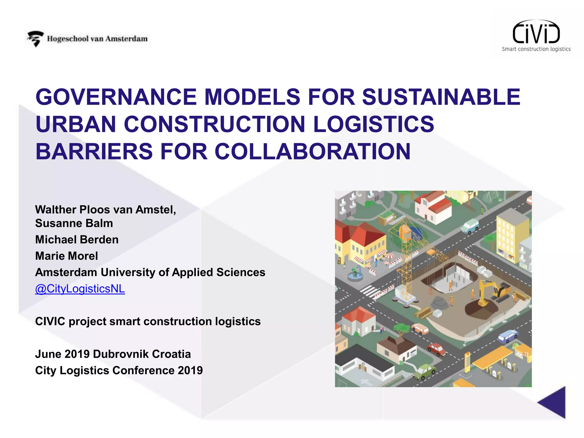 Governance models for sustainable urban construction logistics ...