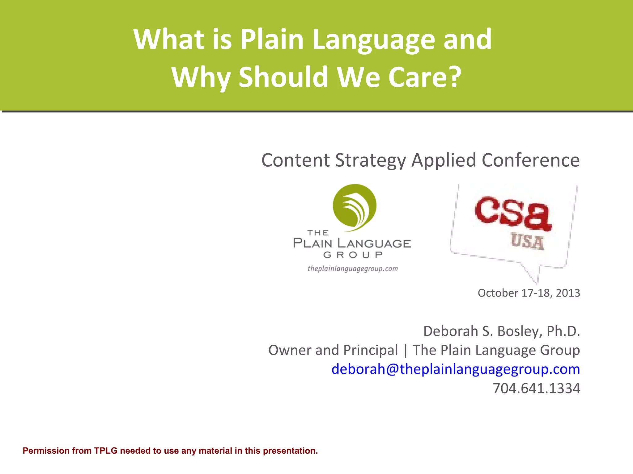 Content = Communication: What is Plain Language and Why Should You Care ...