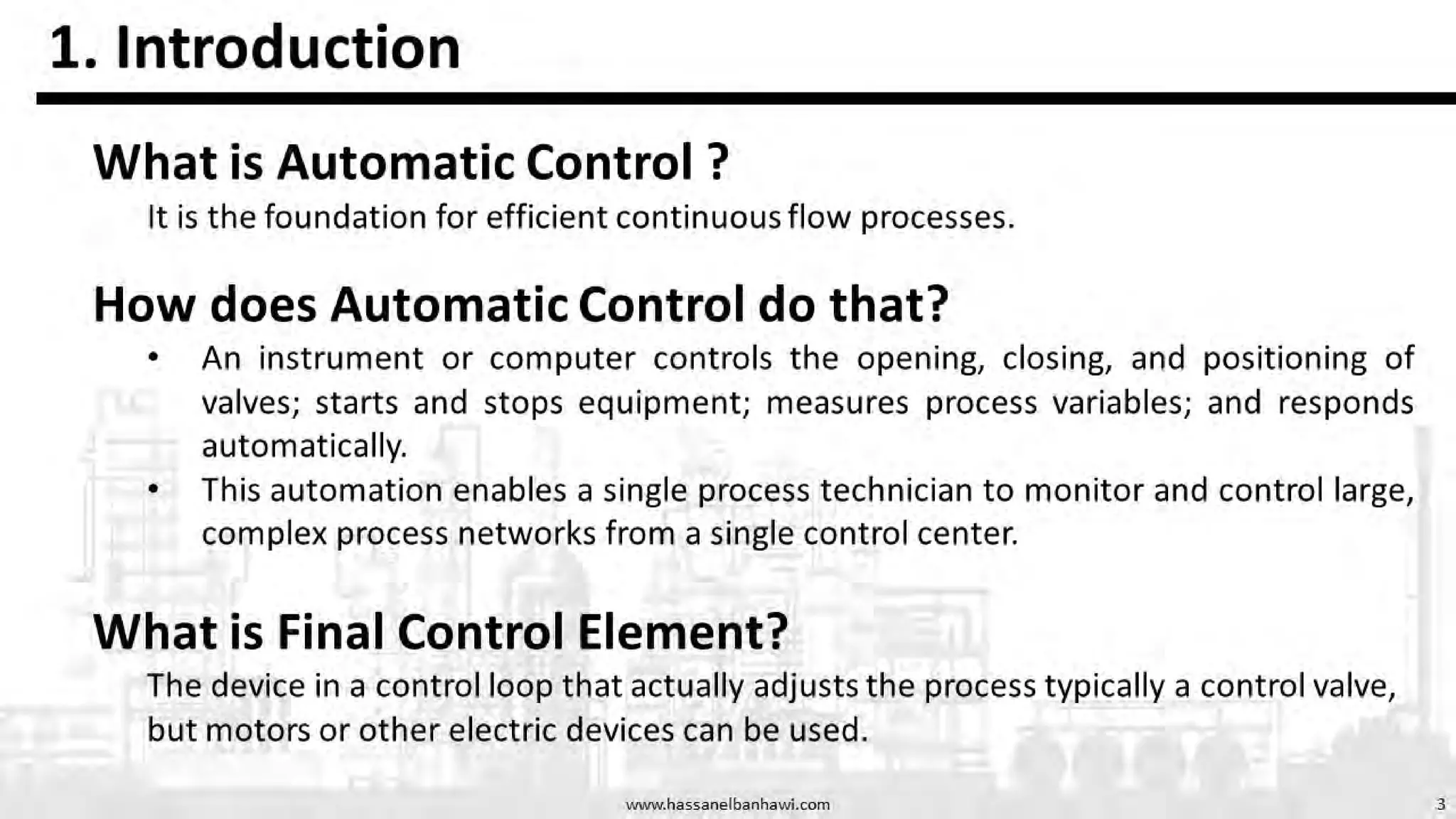 Process control presentation on Final Control Element, components ...