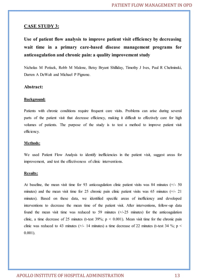 Patient flow management in opd | DOCX | Healthcare Industry | Industries