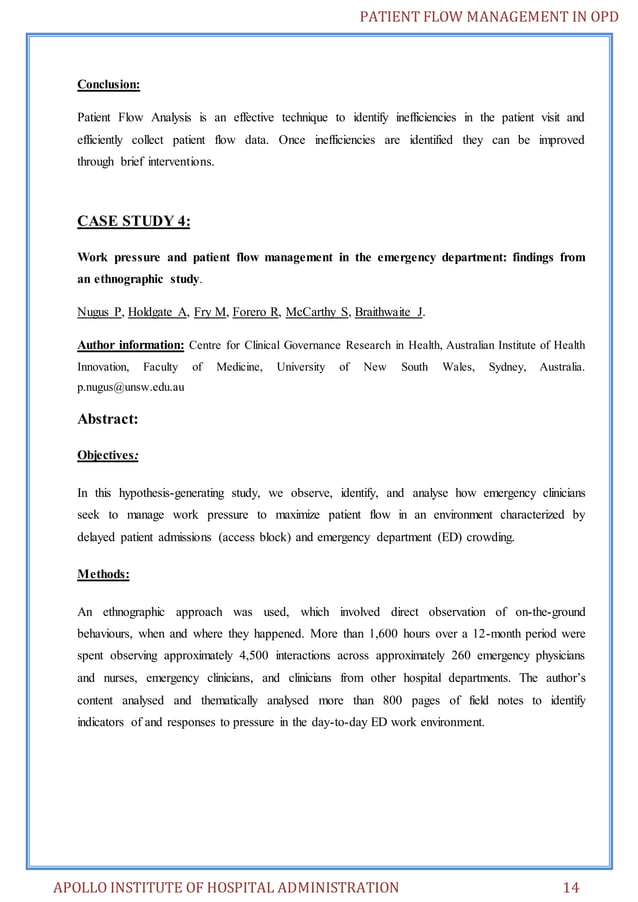 Patient flow management in opd | DOCX | Healthcare Industry | Industries