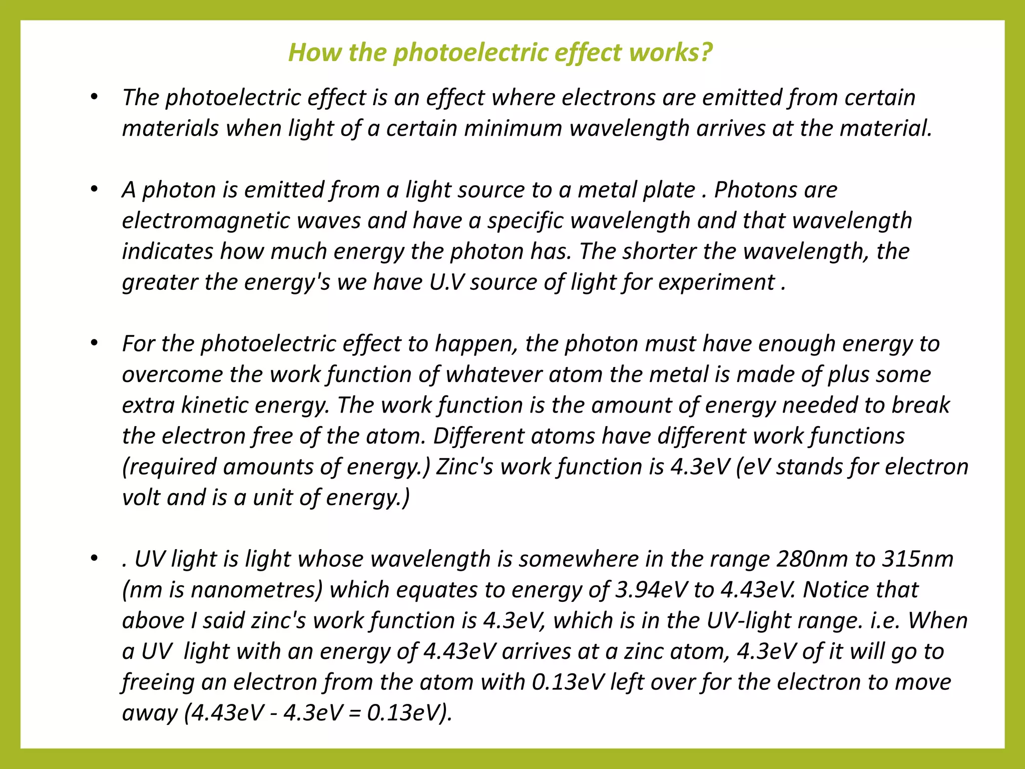 Photoelectric effect and experimental setup | PPTX