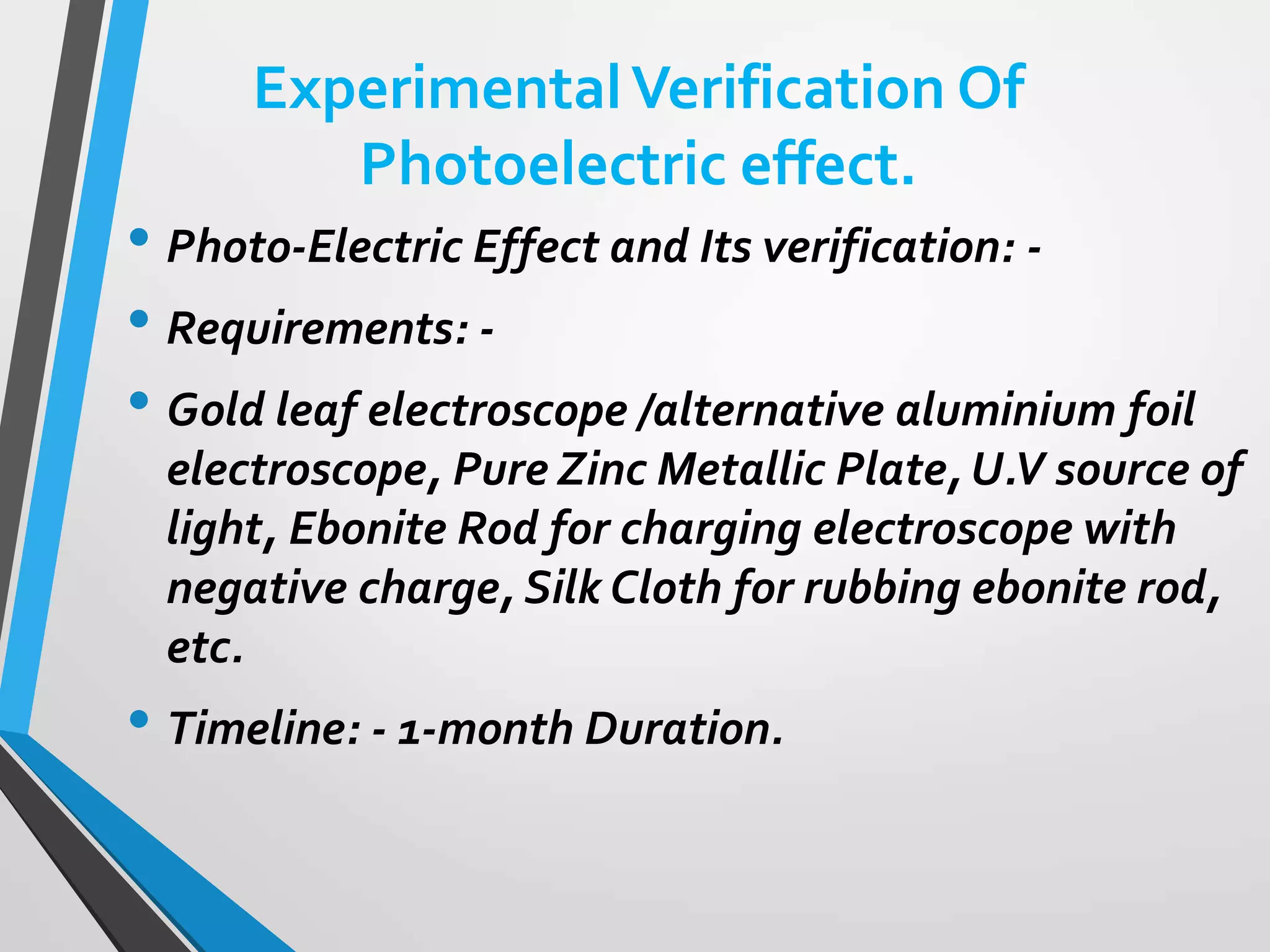 Photoelectric effect and experimental setup | PPTX