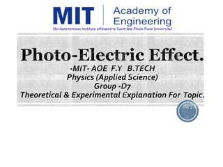 Photoelectric effect and experimental setup | PPTX