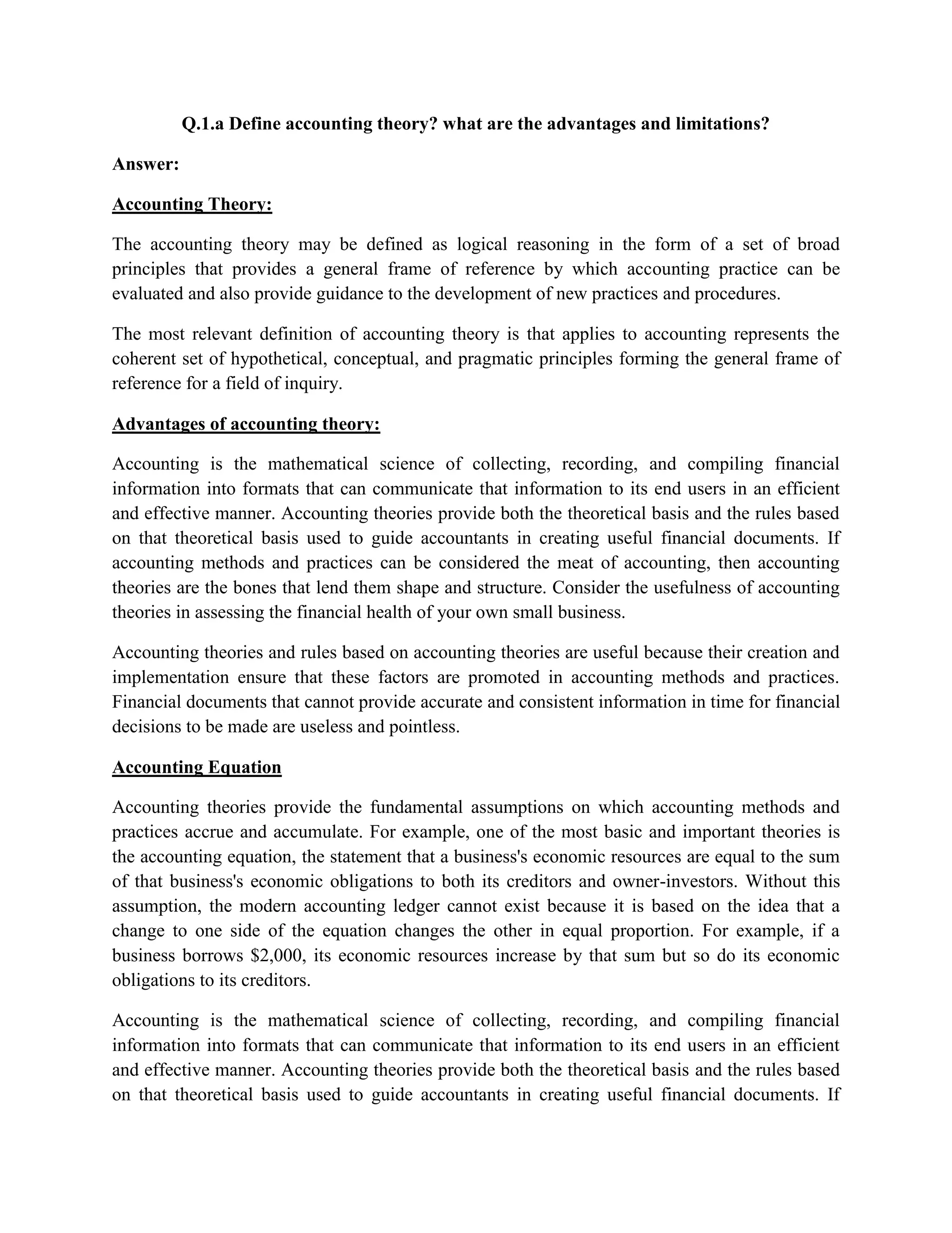 accounting theory assignment 4 1 | PDF
