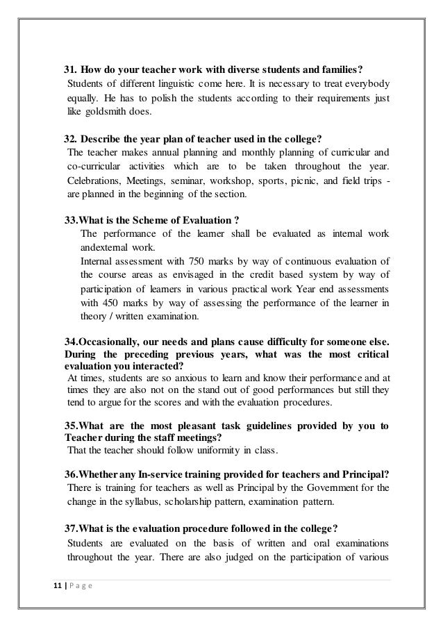 Assignment on Interview of a Principal of a Teacher Education Institu…