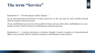 Meaning of the term "Service" in Service tax as per Finance Act, 1994 | PPT