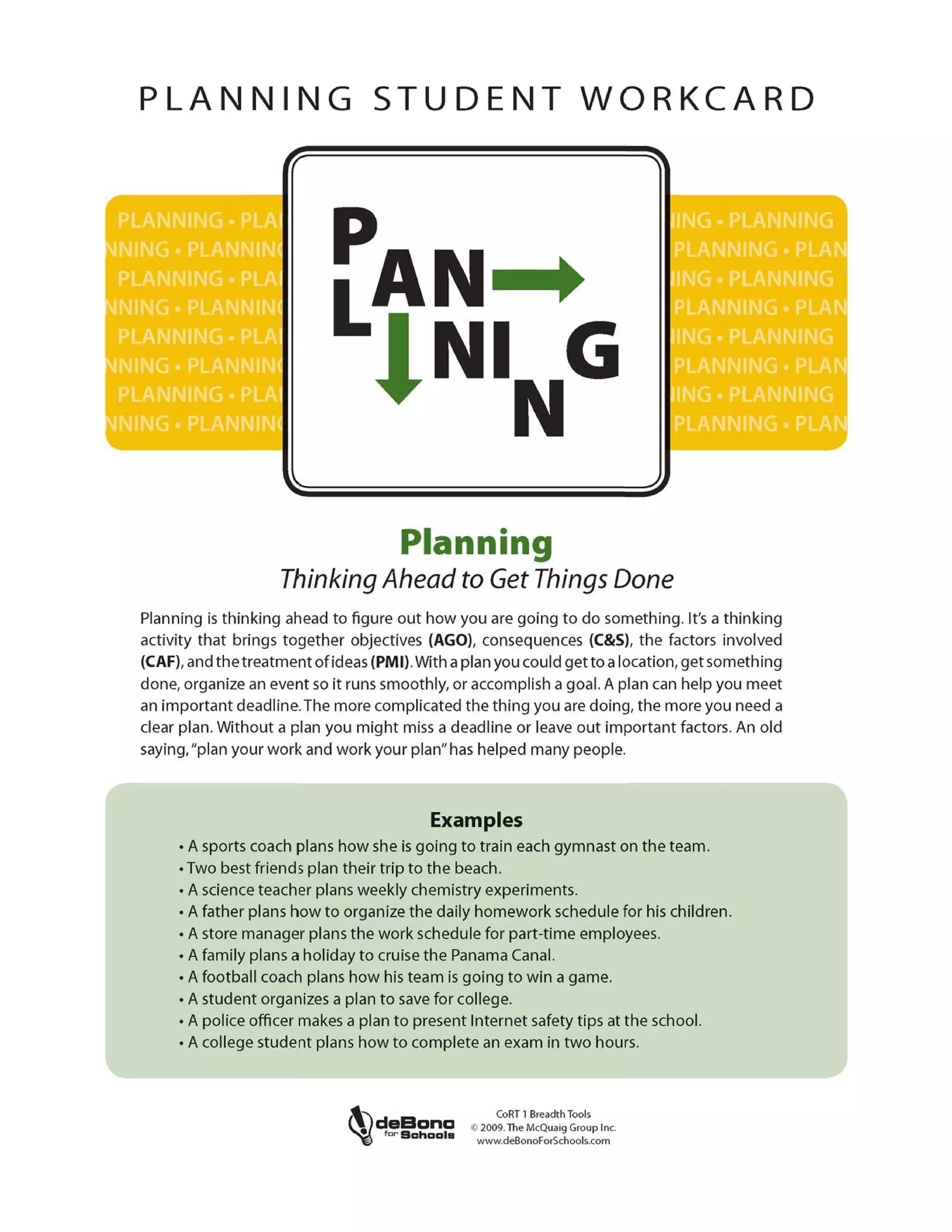 CoRT 1 Breadth Thinking Tools Workbook | PDF