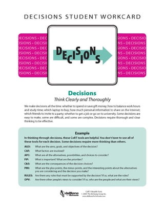 CoRT 1 Breadth Thinking Tools Workbook | PDF