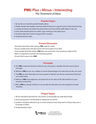 CoRT 1 Breadth Thinking Tools Workbook | PDF