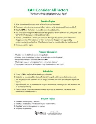CoRT 1 Breadth Thinking Tools Workbook | PDF