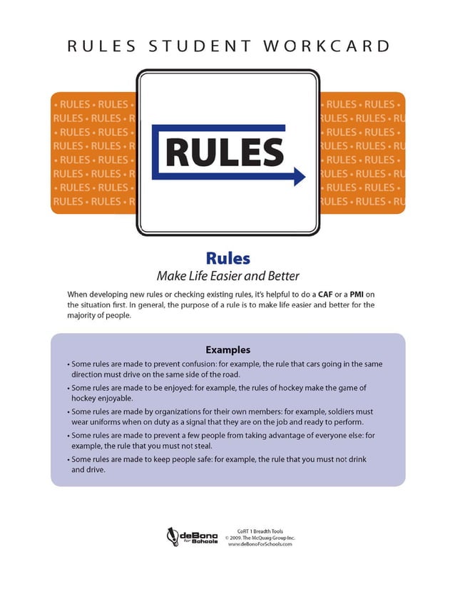 CoRT 1 Breadth Thinking Tools Workbook | PDF