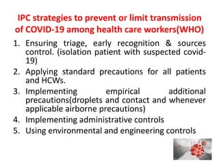 PREVENTION OF CORONA VIRUS INFECTION AMONG HEALTH WORKERS & PATIENTS ...