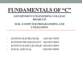 Fundamentals of C programming language basics | PPT