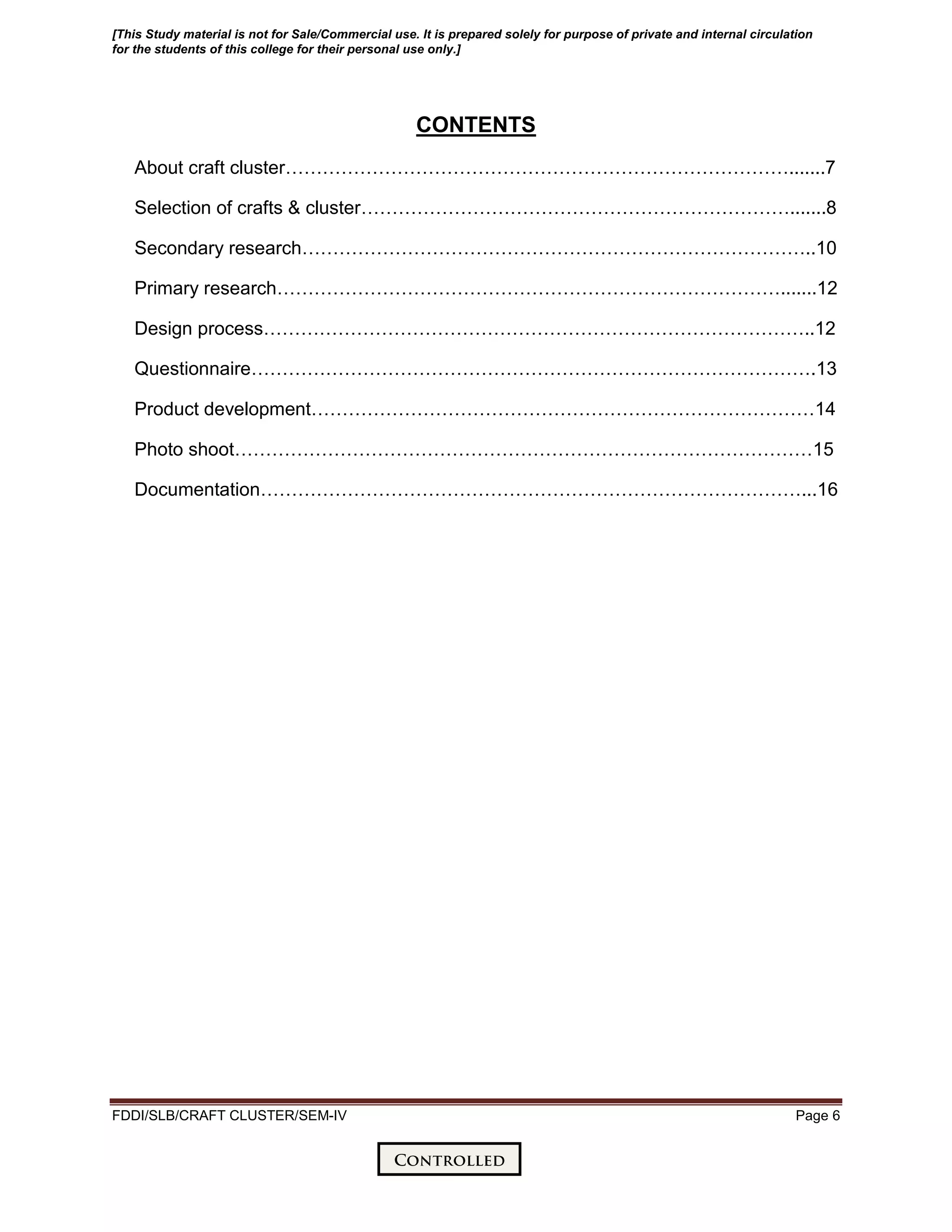 craft cluster study material | PDF