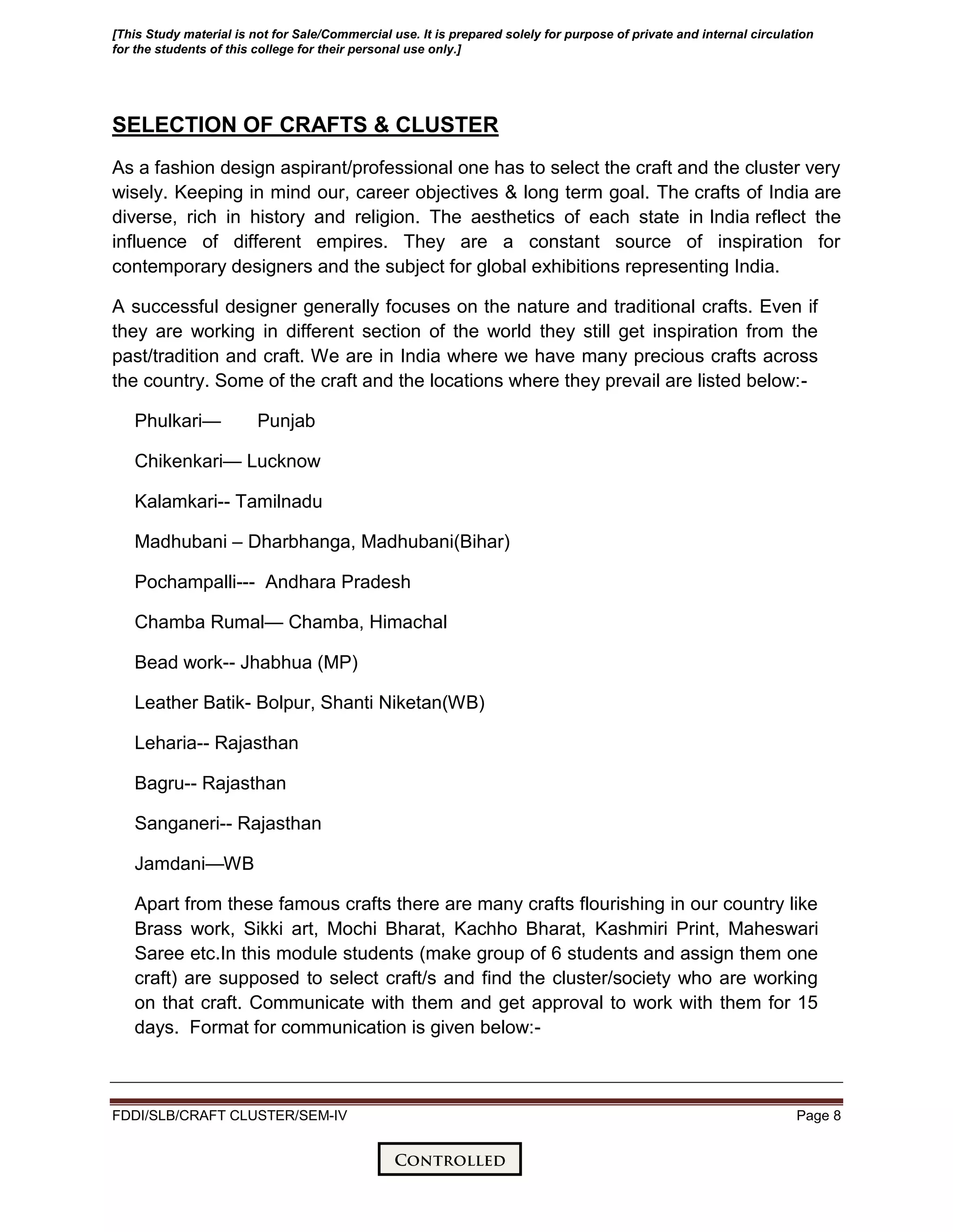 craft cluster study material | PDF