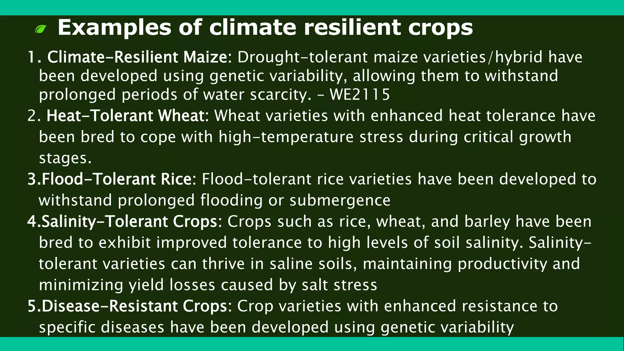 Development of climate resilient crops / agriculture | PPTX