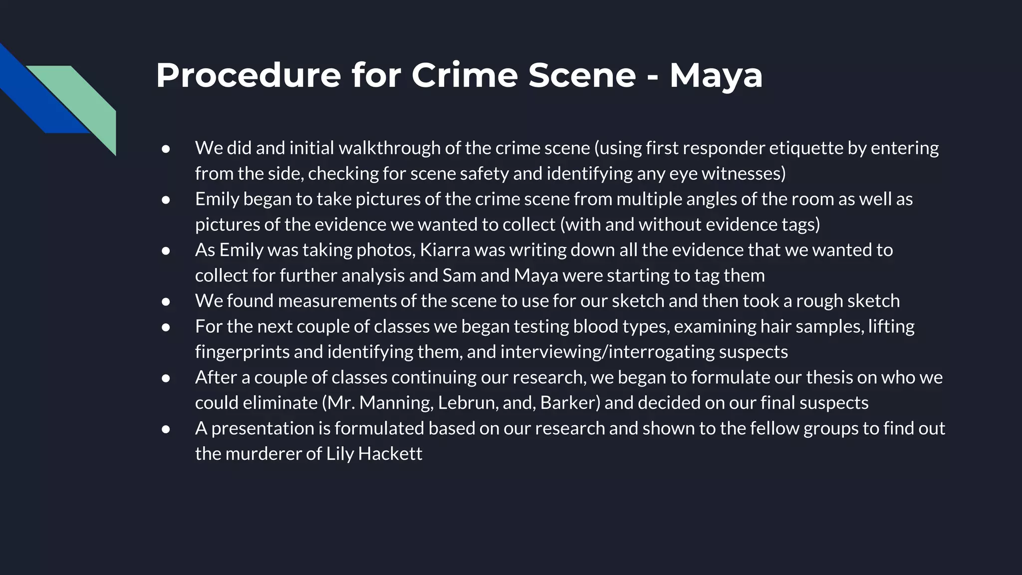 Mock Crime Scene | PPTX