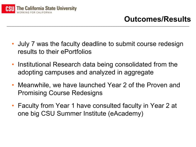 CSU Course Redesign with Technology, October 2014 | PPT