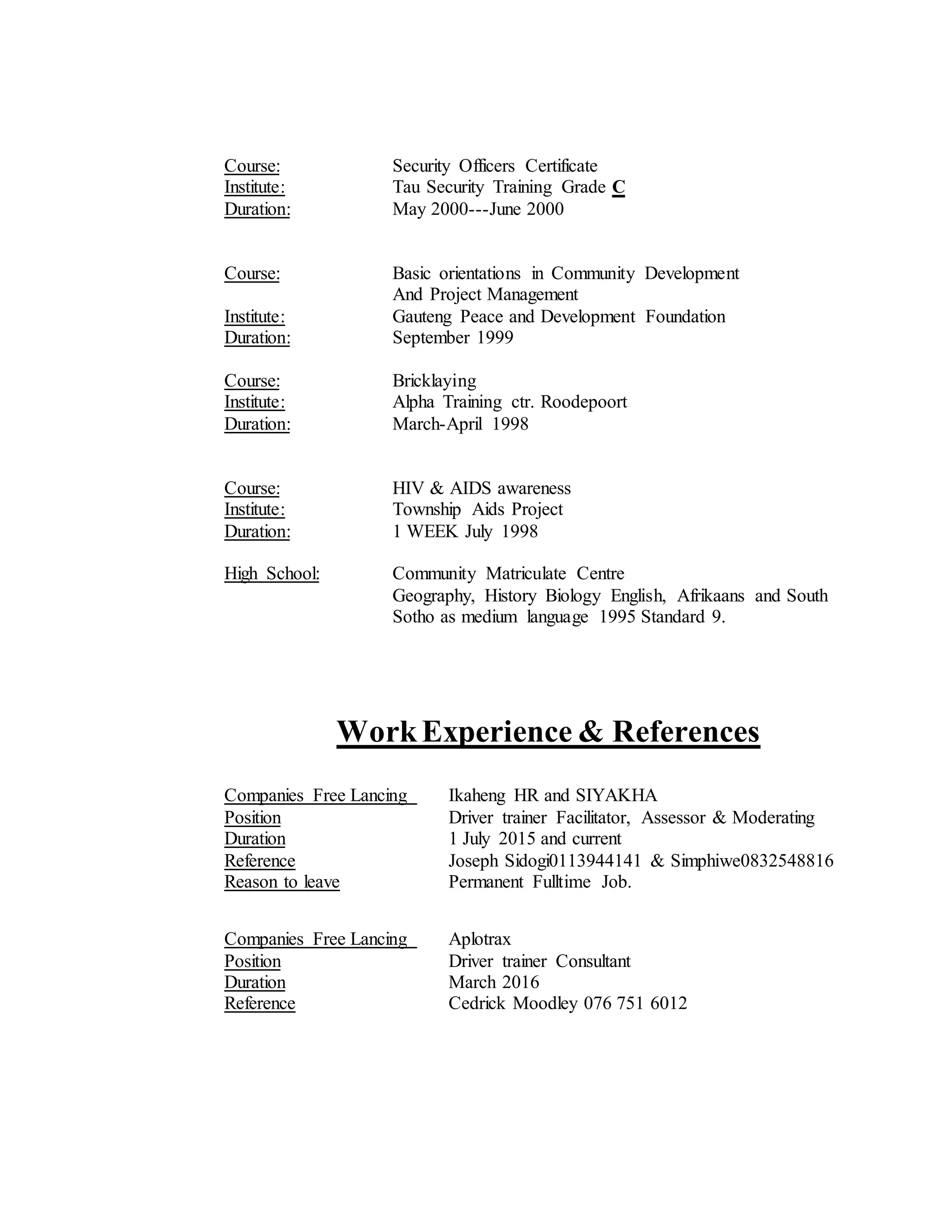 Final cv joseph johnny mosesane | PDF