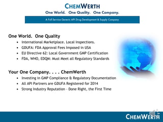 Chemwerth - A Generic API Supply Company | PPT