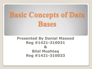Concepts of Data Bases | PPT