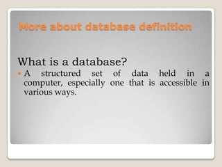 Concepts of Data Bases | PPT