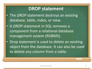 Data Definition and Data Manipulation Language-DDL & DML | PPTX
