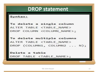Data Definition and Data Manipulation Language-DDL & DML | PPTX