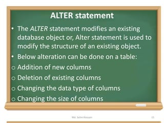 Data Definition and Data Manipulation Language-DDL & DML | PPTX