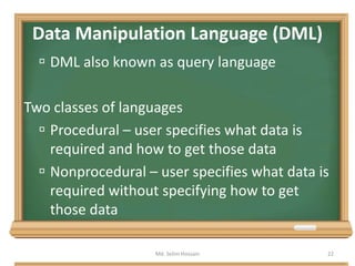 Data Definition and Data Manipulation Language-DDL & DML | PPTX