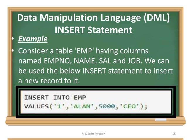 Data Definition and Data Manipulation Language-DDL & DML | PPT