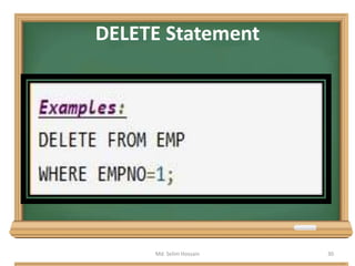 Data Definition and Data Manipulation Language-DDL & DML | PPTX
