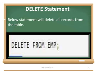 Data Definition and Data Manipulation Language-DDL & DML | PPTX