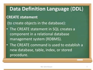Data Definition and Data Manipulation Language-DDL & DML | PPTX