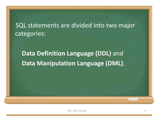Data Definition and Data Manipulation Language-DDL & DML | PPT