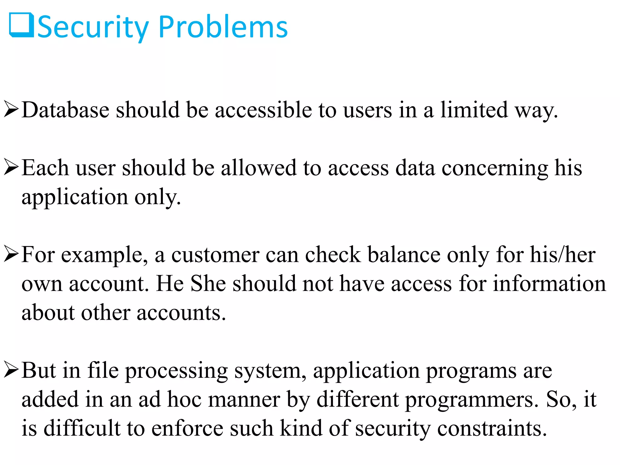 Disadvantages of file management system (file processing systems) | PPTX | Databases | Computer ...