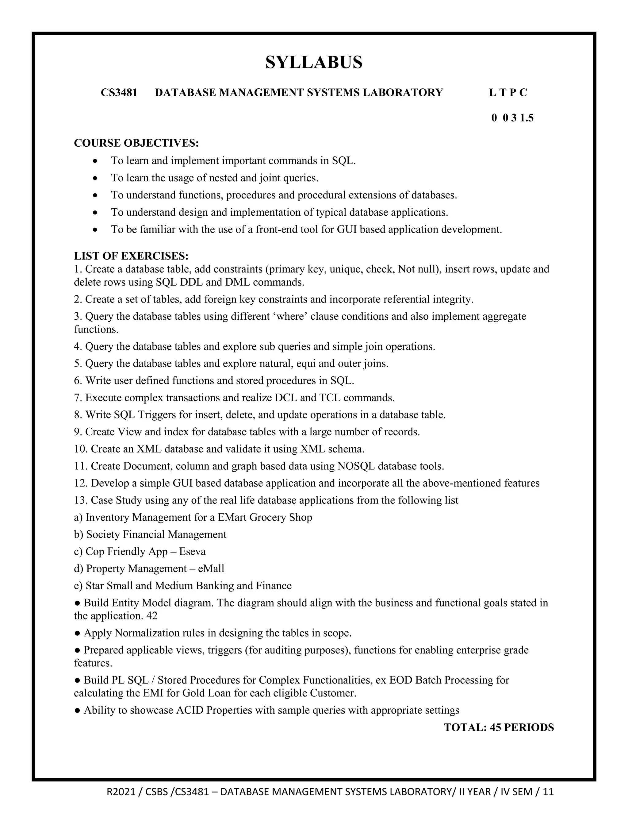 Final DBMS Manual (2).pdf final lab manual | PDF
