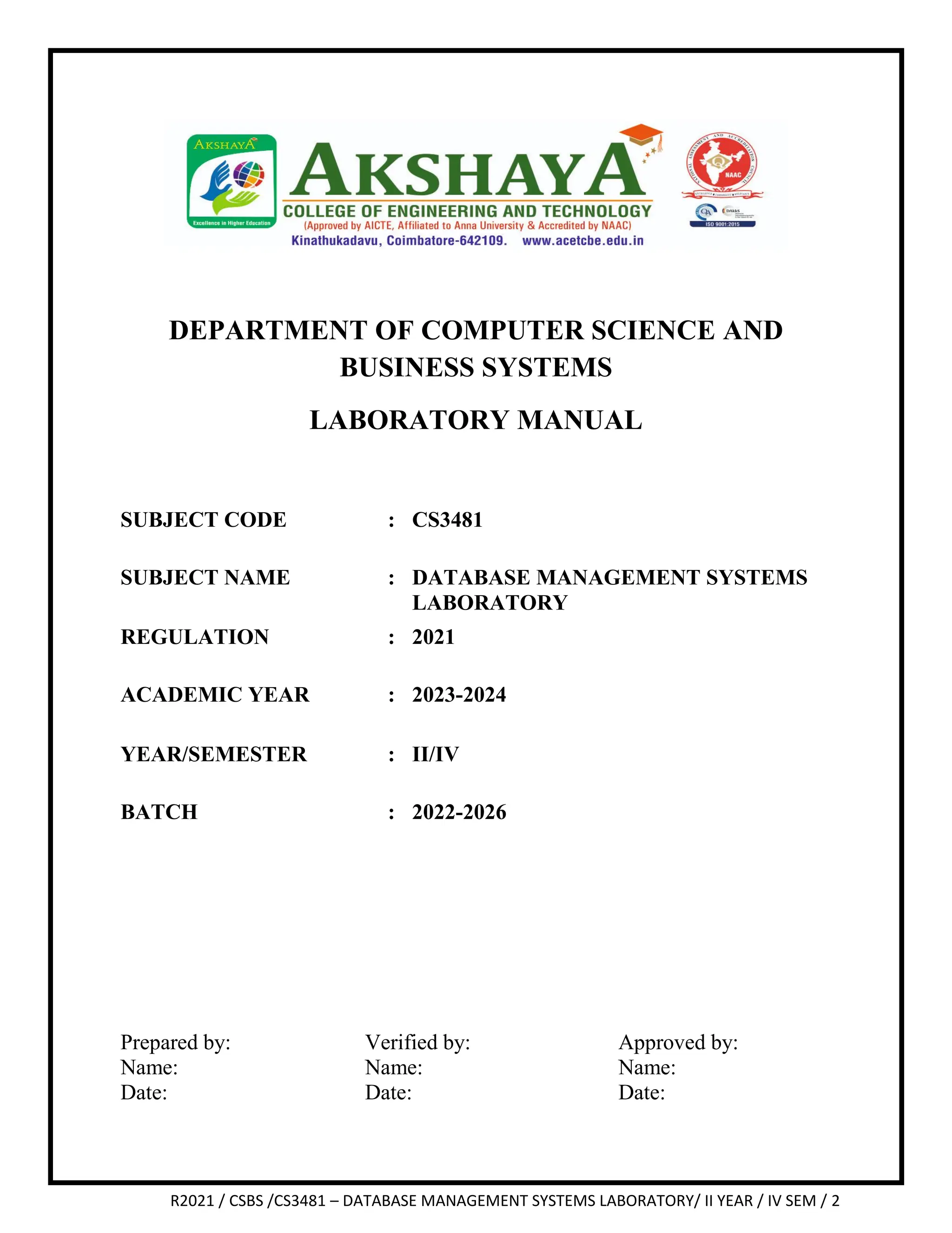 Final DBMS Manual (2).pdf final lab manual | PDF