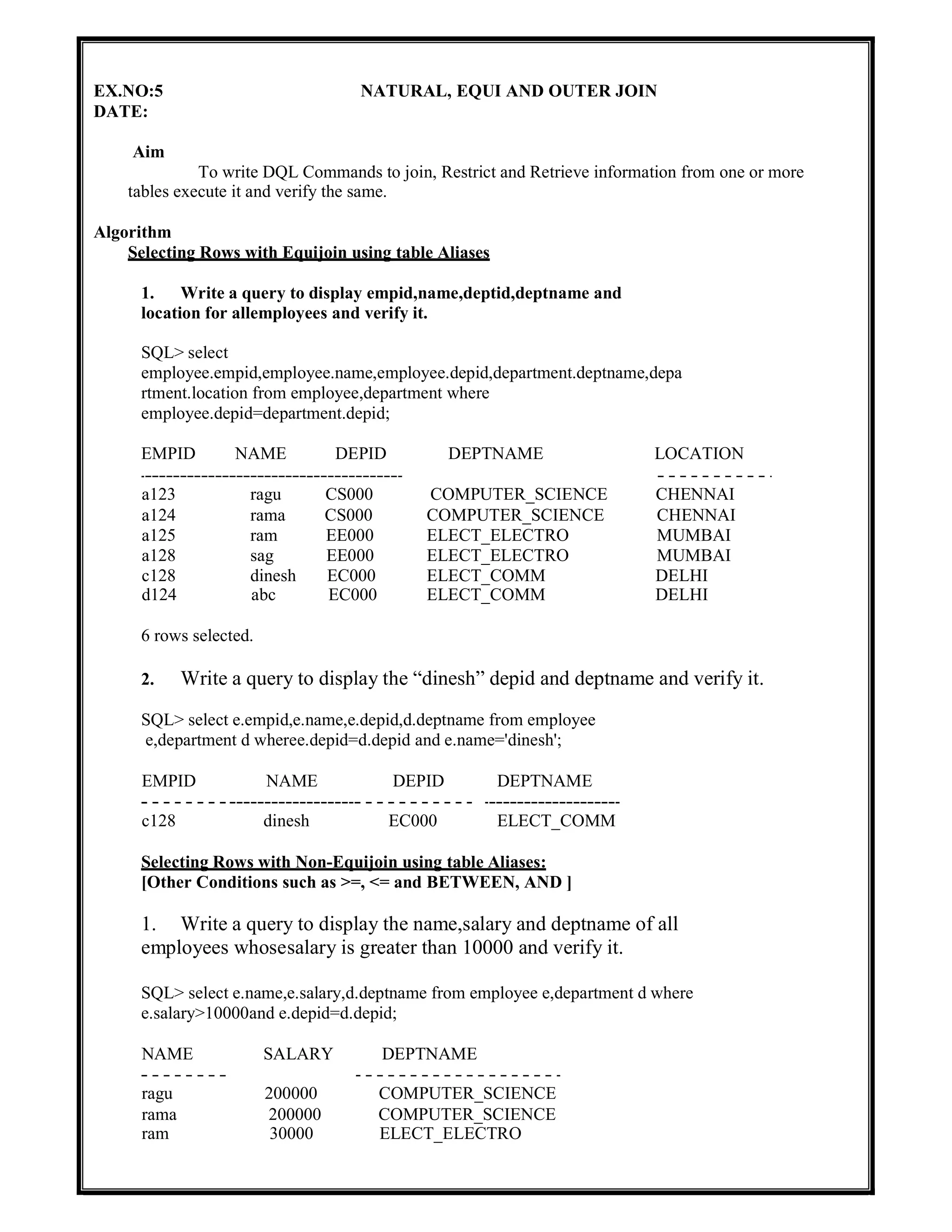 Final DBMS Manual (2).pdf final lab manual | PDF