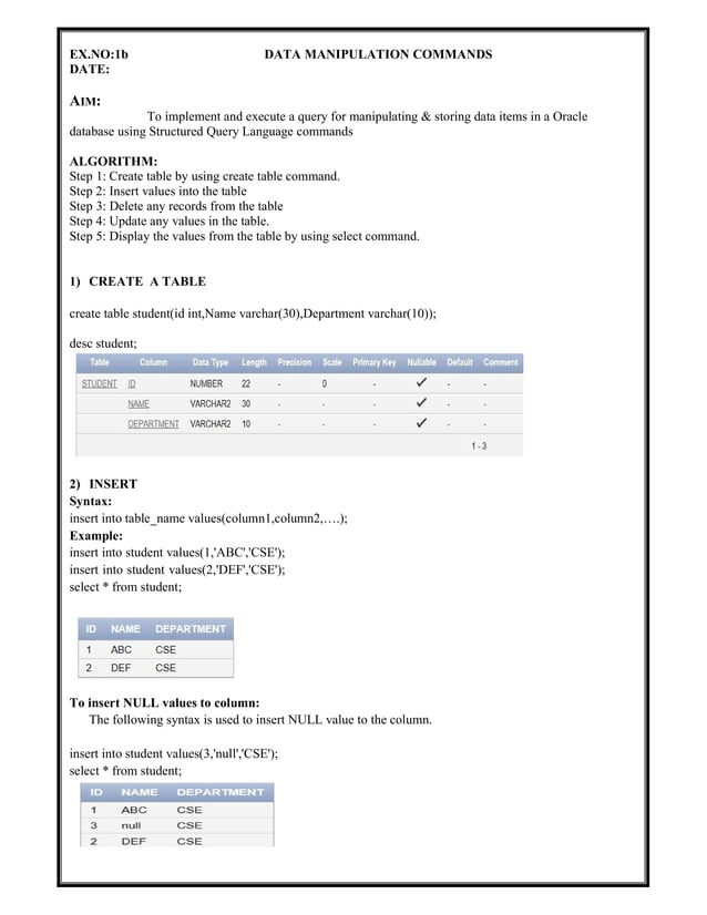 Final DBMS Manual (2).pdf final lab manual | PDF | Databases | Computer Software and Applications