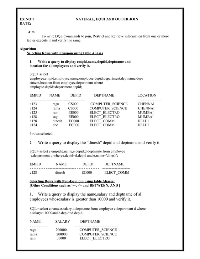 Final DBMS Manual (2).pdf final lab manual | PDF | Databases | Computer Software and Applications