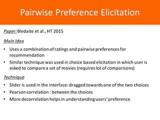 Preference Elicitation in Recommender Systems | PPT