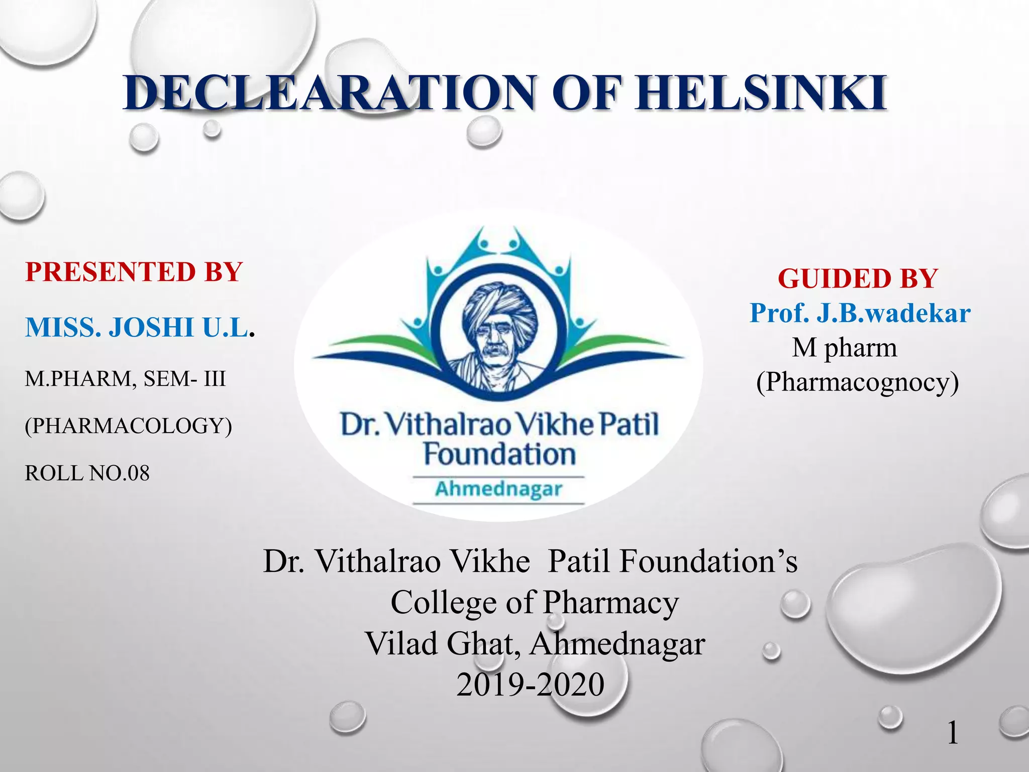 declaration of helsinki ppt | PPTX
