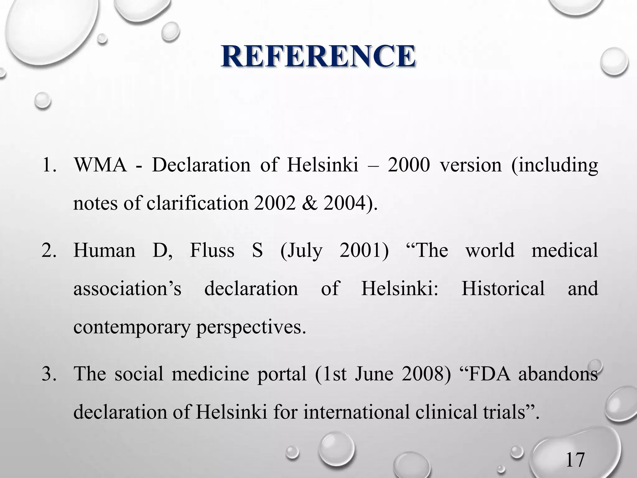 declaration of helsinki ppt | PPTX