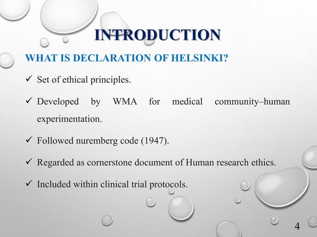 declaration of helsinki ppt | PPTX | Pharmaceutical Drugs | Medical Health