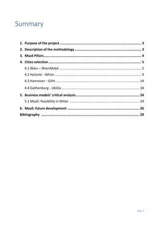 International Benchmarking of business models enacted by main MaaS ...