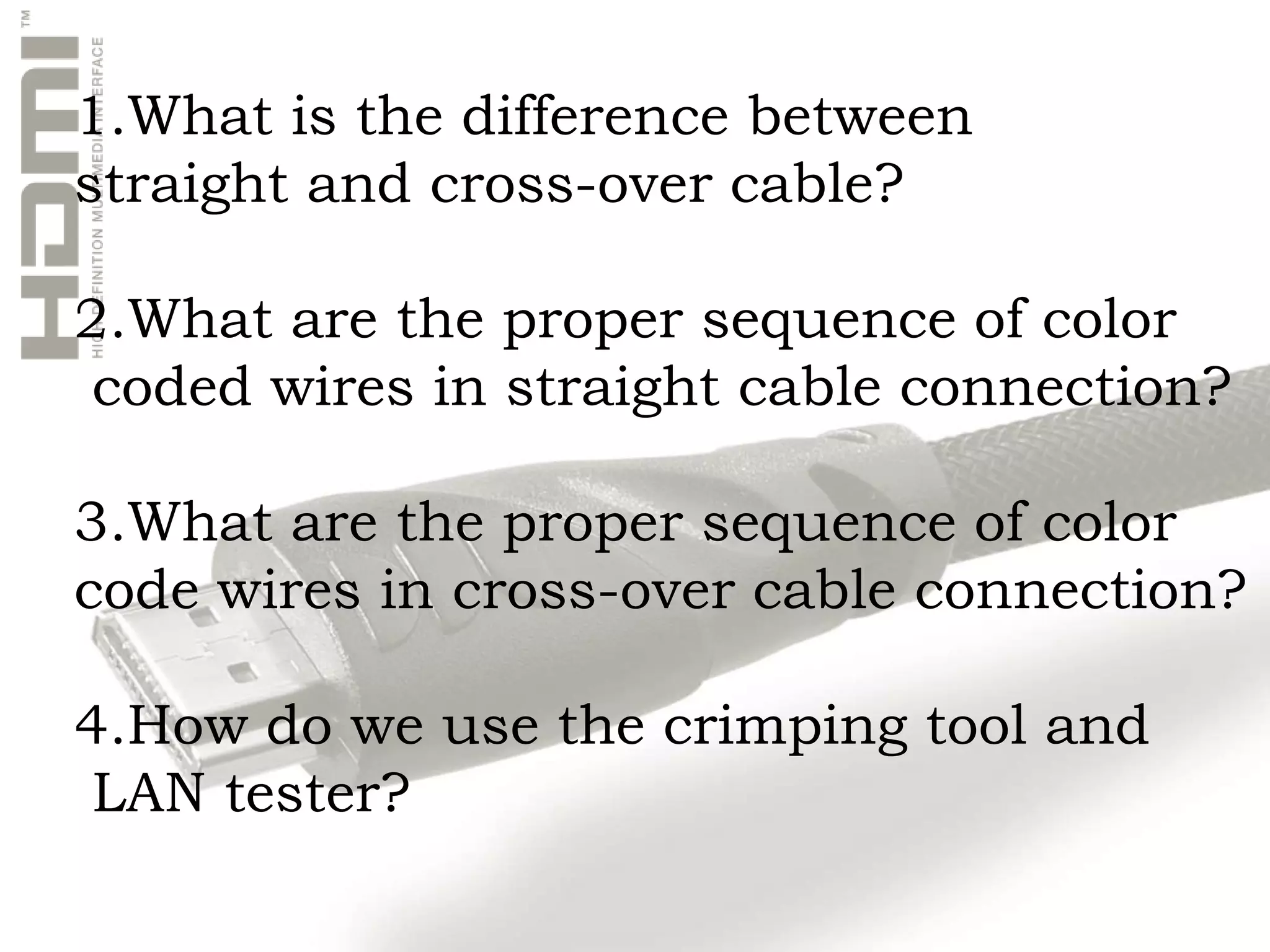 Straight&Cross-over cable connection | PPTX