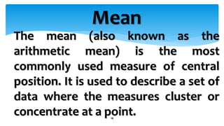 Mean for Grouped Data | PPTX