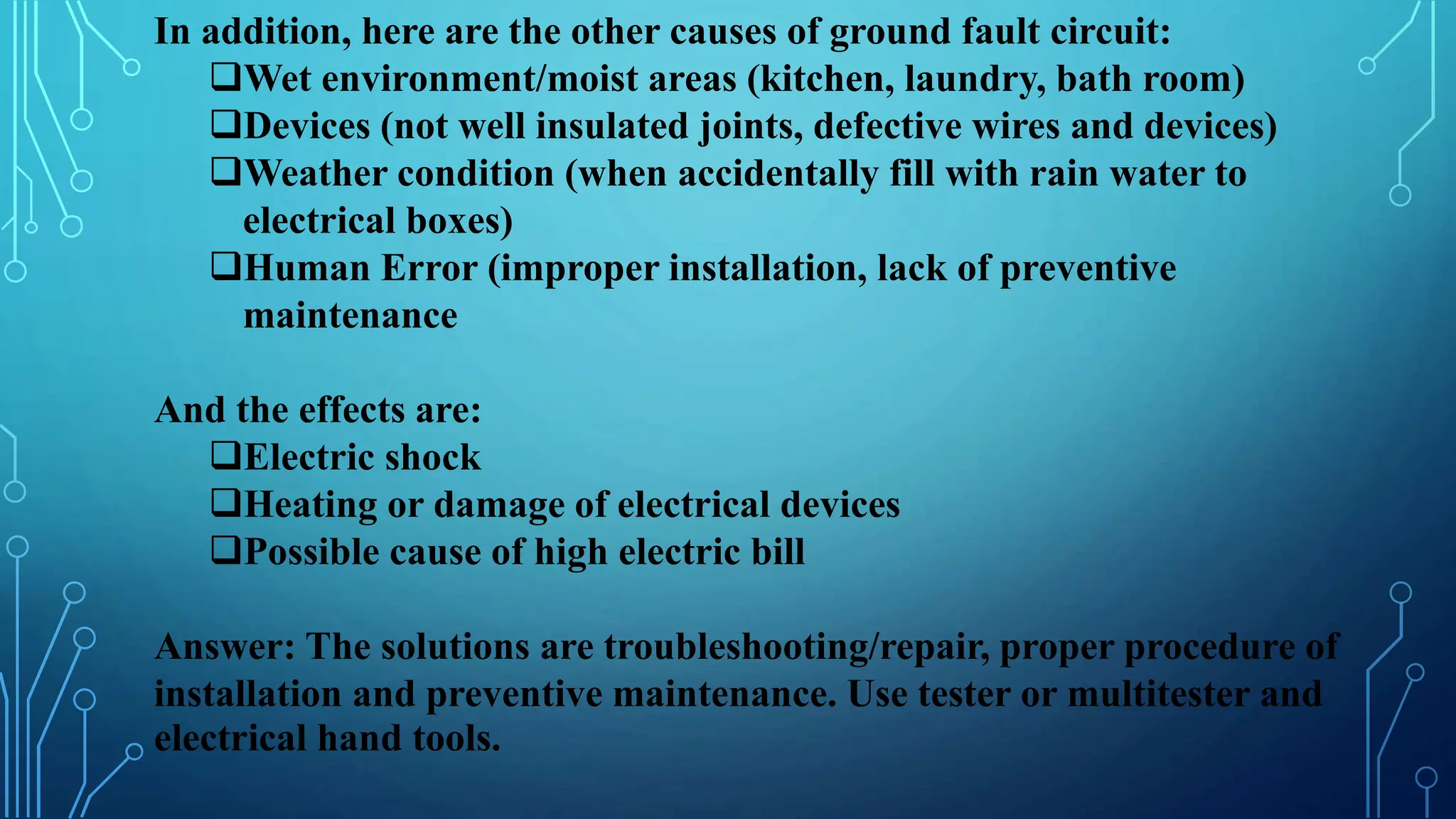 Trouble shooting electrical defects in ELECTRICAL INSTALLATION | PPTX